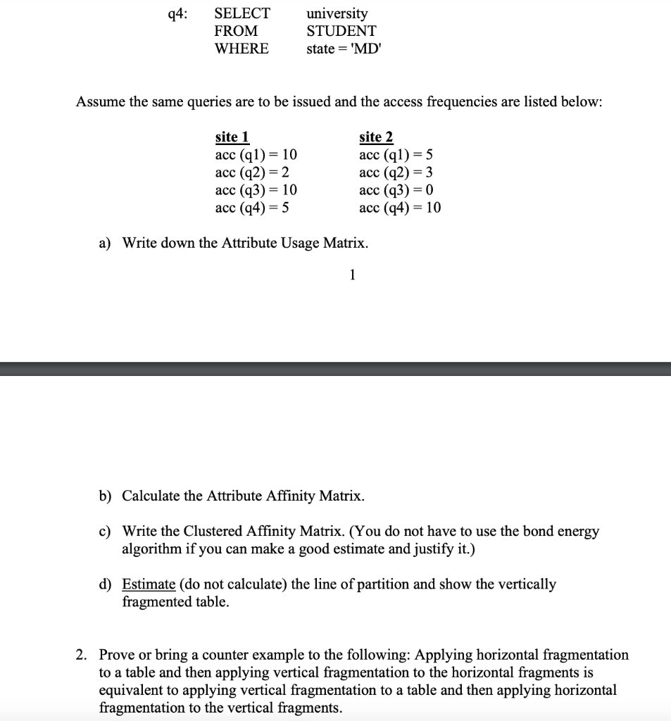 Solved 1. Assume a database contains the STUDENT table | Chegg.com