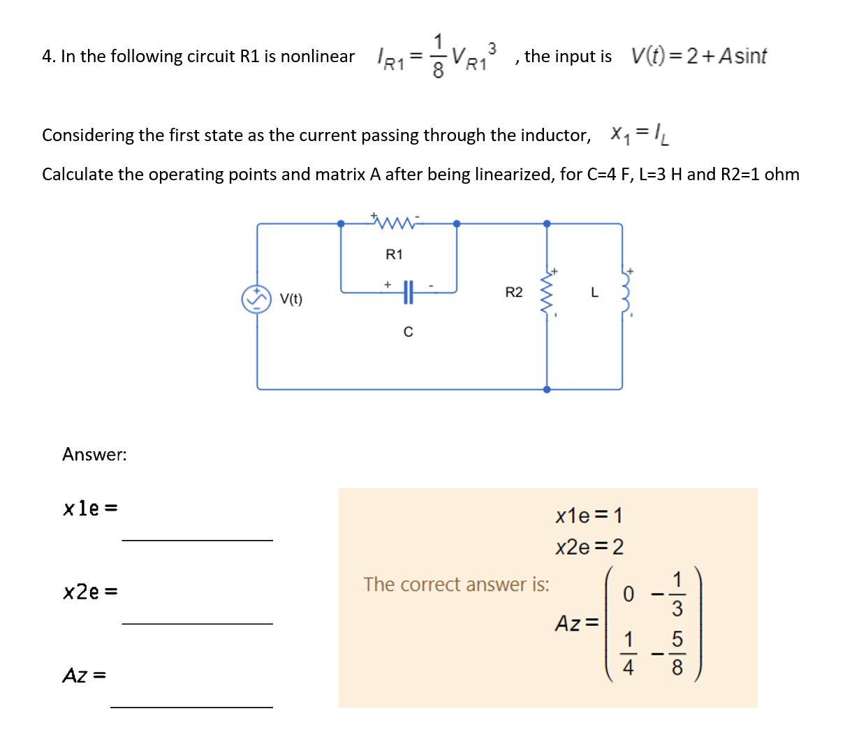 Solved 4. In the following circuit R1 is nonlinear | Chegg.com
