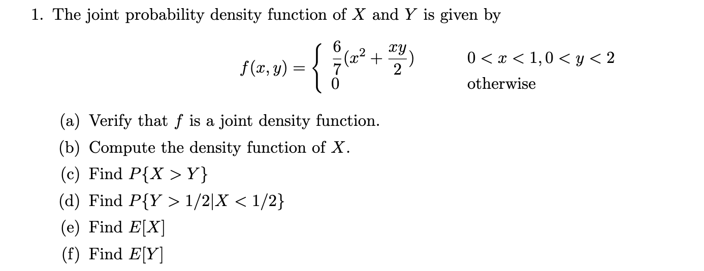 Solved The joint probability density function of x ﻿and Y | Chegg.com