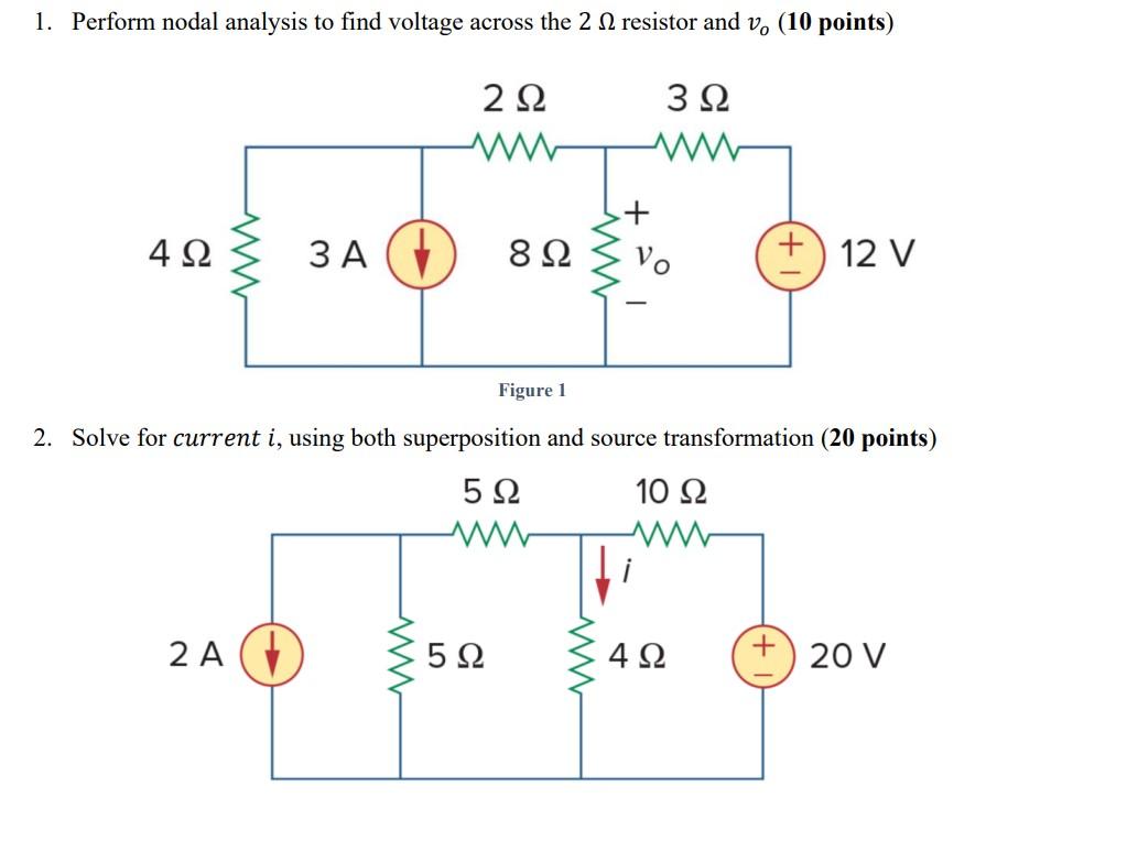 Solved 1. Perform nodal analysis to find voltage across the | Chegg.com