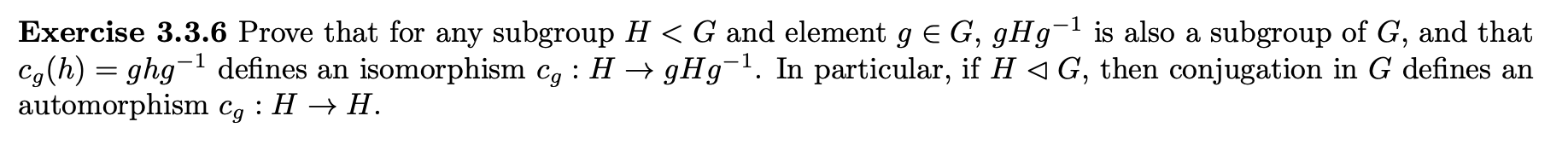 Solved Exercise 3.3.6 Prove that for any subgroup H | Chegg.com