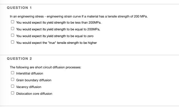Solved QUESTION 1 In an engineering stress - engineering | Chegg.com