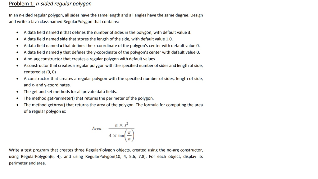 Solved Problem 1: n-sided regular polygon In an n-sided | Chegg.com