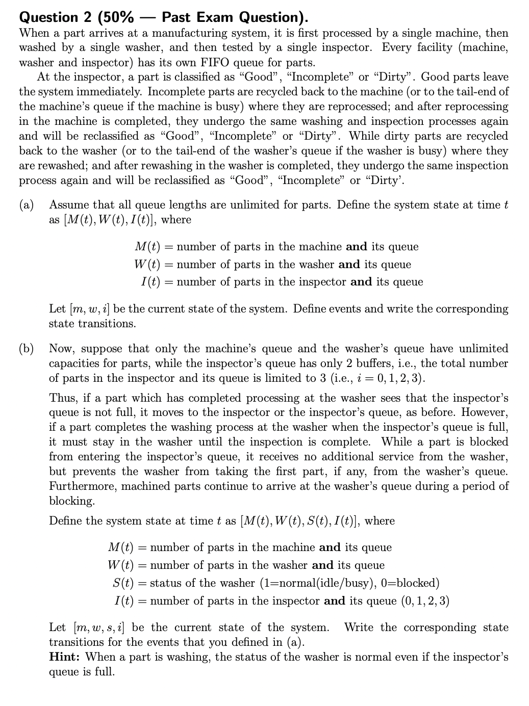 Solved Question 2 (50\% - Past Exam Question). When a part | Chegg.com