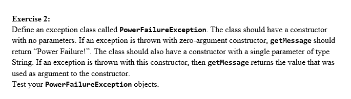 Solved Exercise 2 Define An Exception Class Called