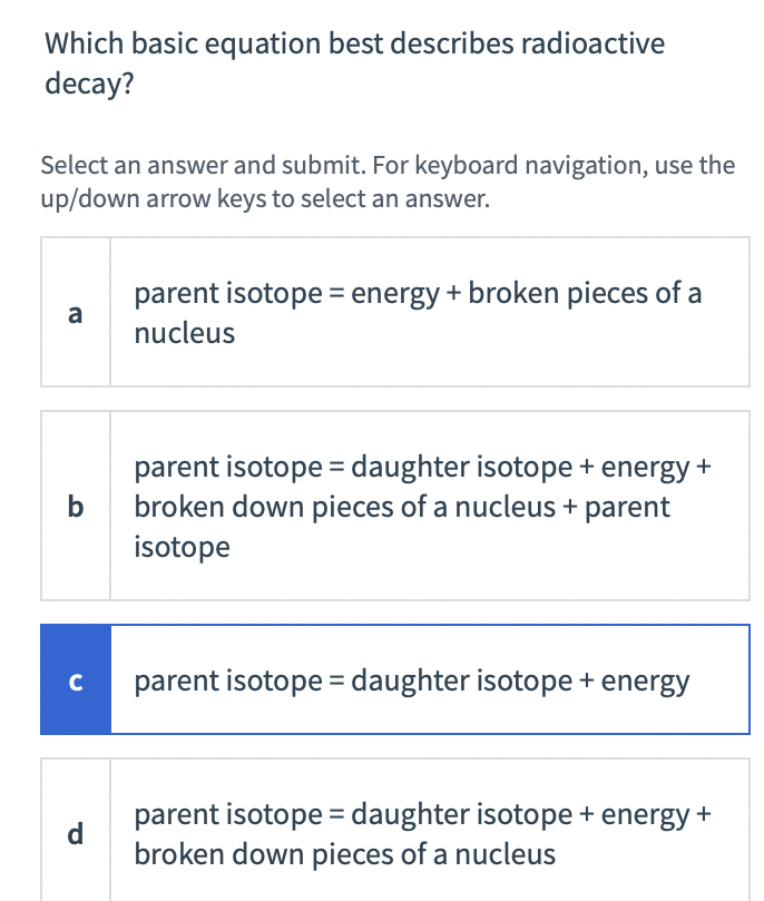 Solved Which basic equation best describes radioactive | Chegg.com