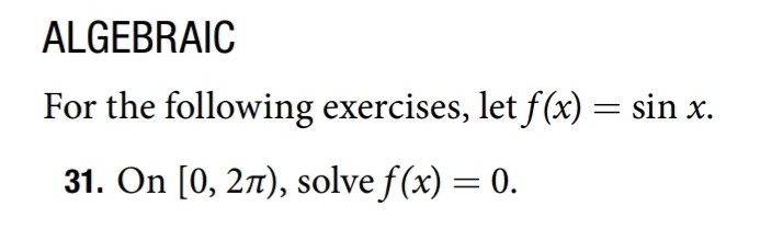 Solved ALGEBRAIC For the following exercises, let f(x) = sin | Chegg.com