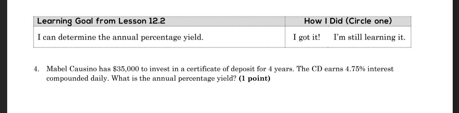 Solved 4. Mabel Causino has $35,000 to invest in a | Chegg.com