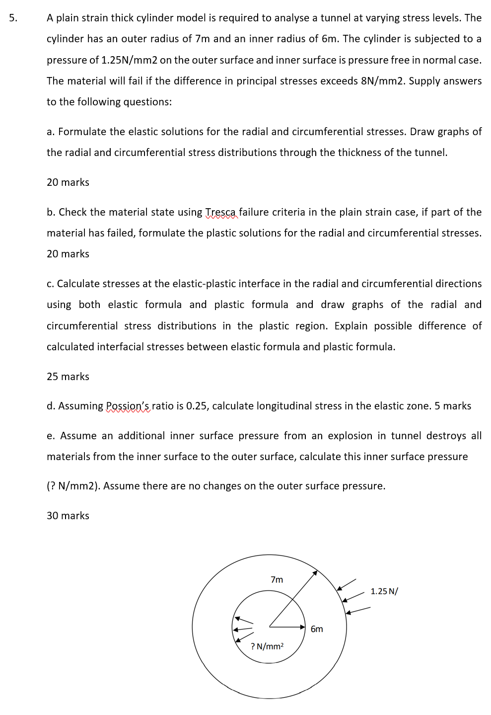 5. A plain strain thick cylinder model is required to | Chegg.com