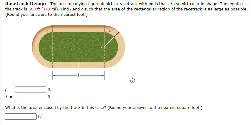 Solved Racetrack Design The accompanying figure depicts a | Chegg.com