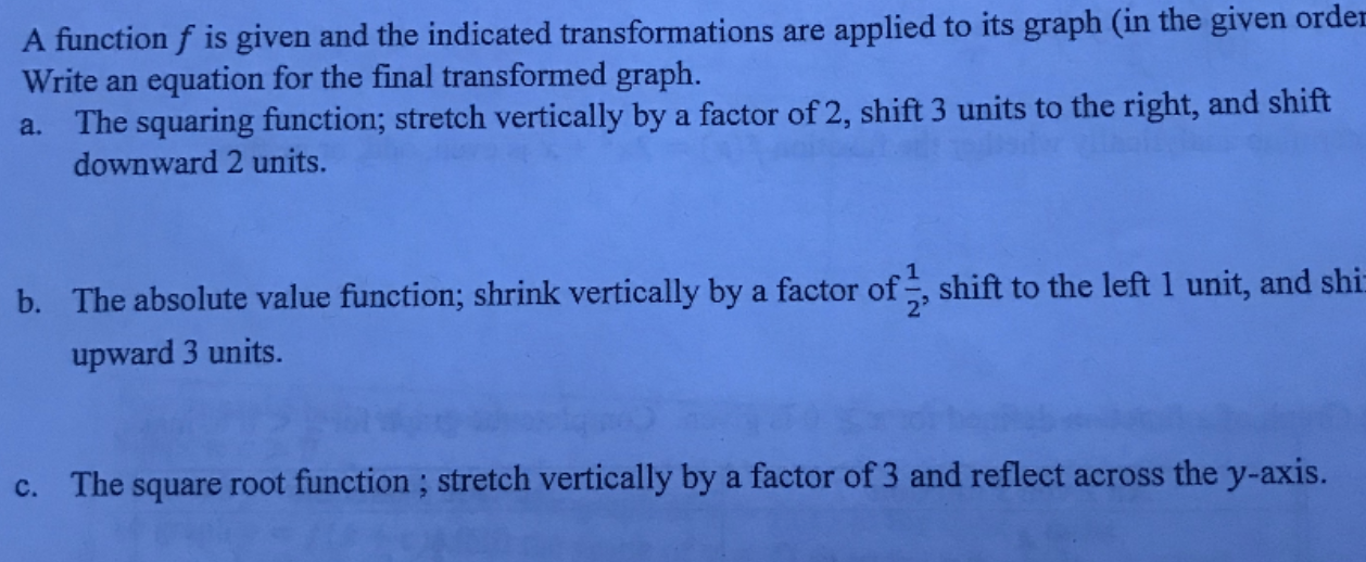 Solved Suppose the graph of f is given. Describe how the | Chegg.com