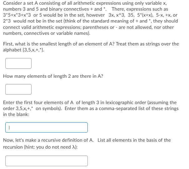 Solved Consider a set A consisting of all arithmetic | Chegg.com