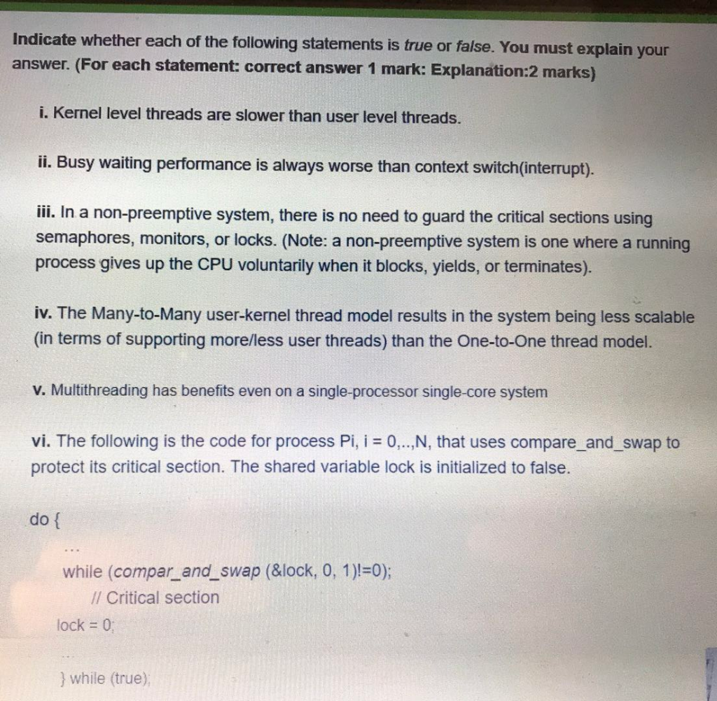 Solved Indicate whether each of the following statements is | Chegg.com