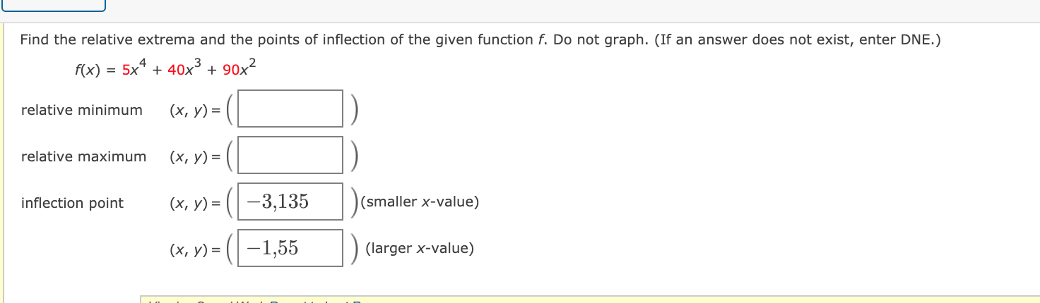 Solved Find the relative extrema and the points of | Chegg.com