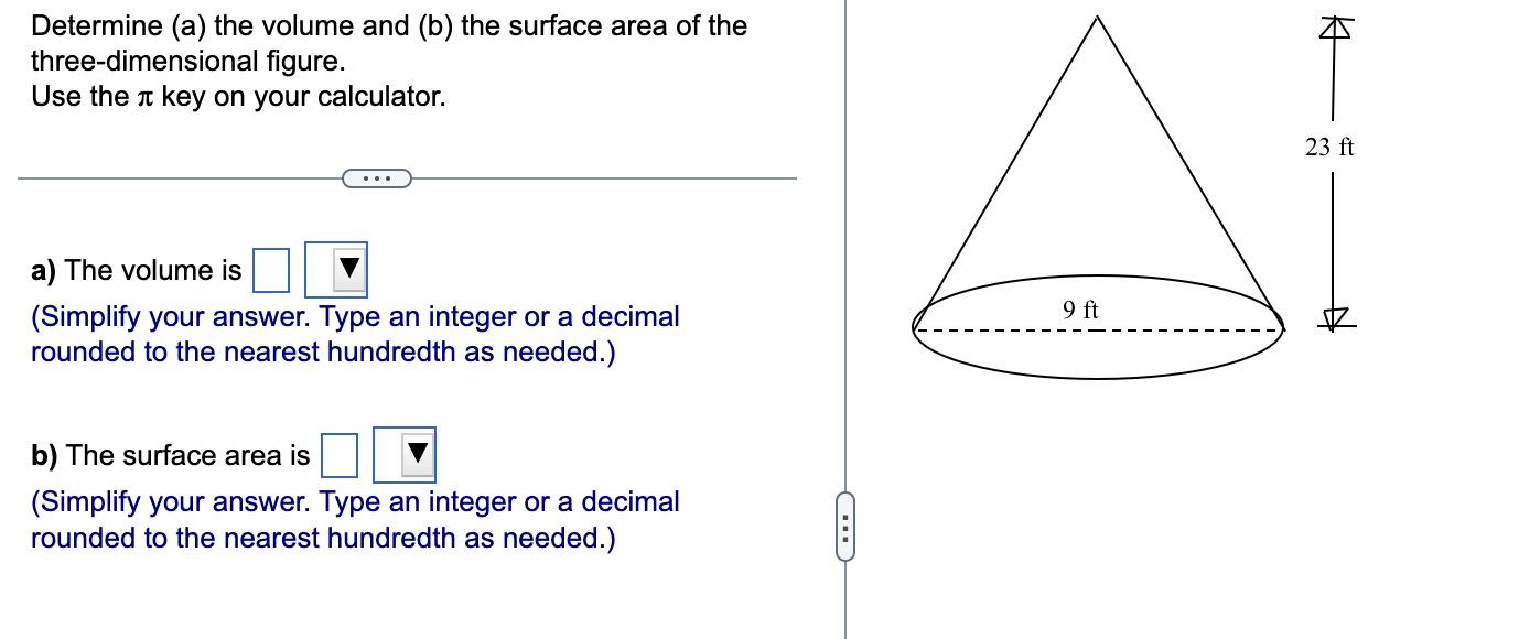 Solved Determine (a) the volume and (b) the surface area of | Chegg.com