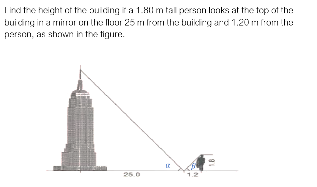 Solved Find the height of the building if a 1.80 m tall | Chegg.com