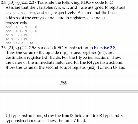 Solved 2.8 [10] Translate the following RISC-V code to C. | Chegg.com