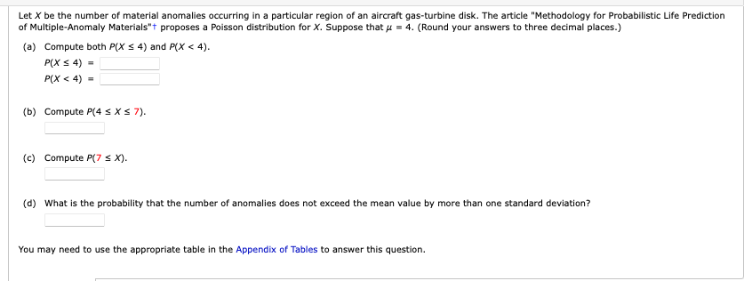 Solved Let x be ﻿the number of ﻿material anomalies occurring | Chegg.com