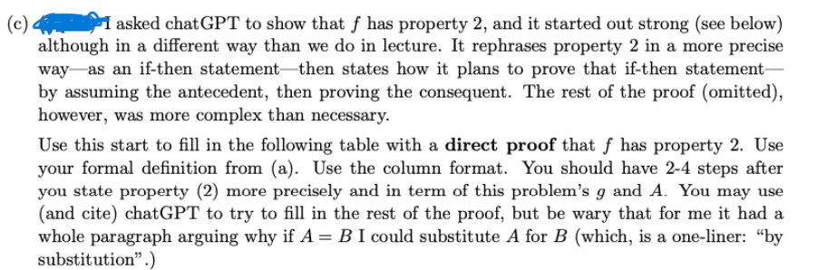 Solved d) → Fill out the following table with a direct proof | Chegg.com