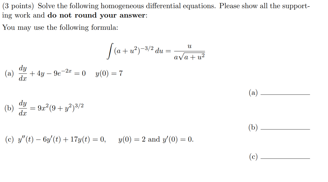 Solved Solve the following homogeneous differential | Chegg.com