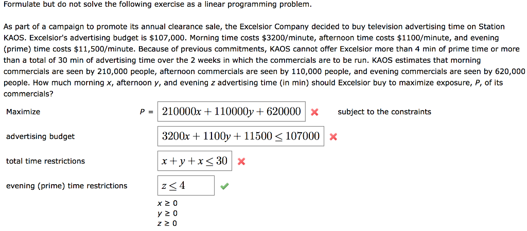 Solved Formulate but do not solve the following exercise as | Chegg.com