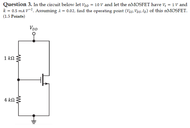 Solved Question 3. In the circuit below let Vpp = 10 V and | Chegg.com