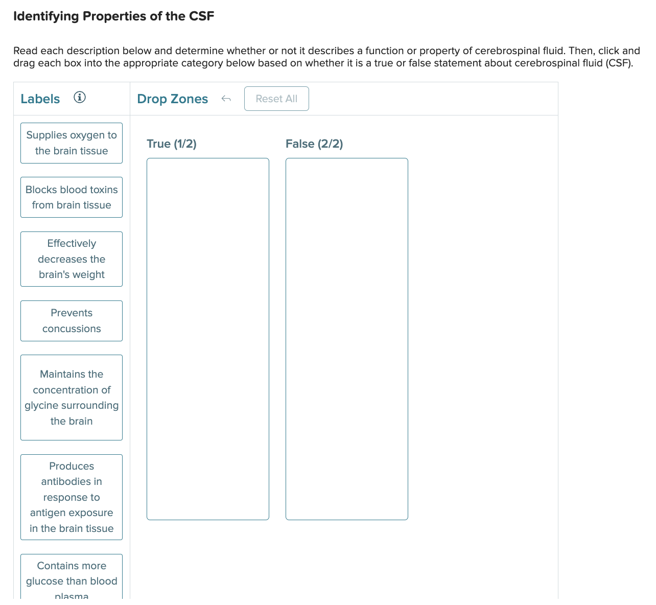 Solved Identifying Properties of the CSFRead each | Chegg.com
