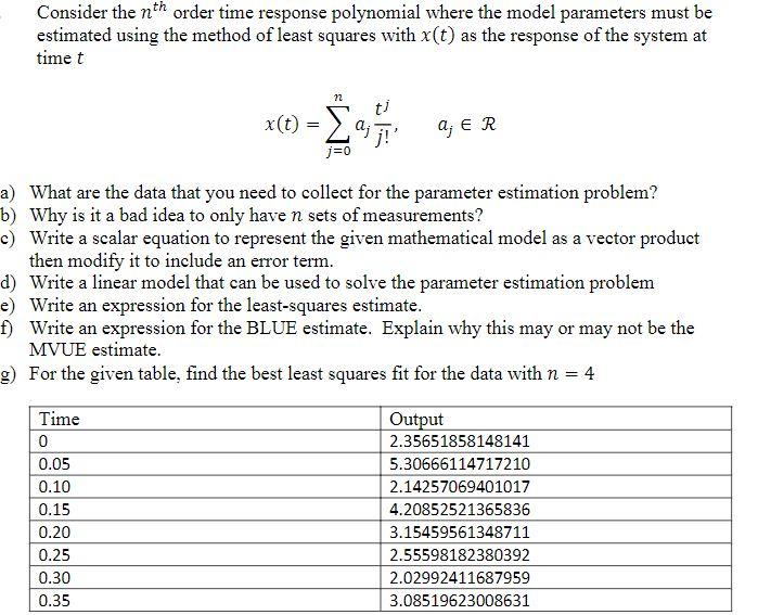 Consider the nth order time response polynomial | Chegg.com