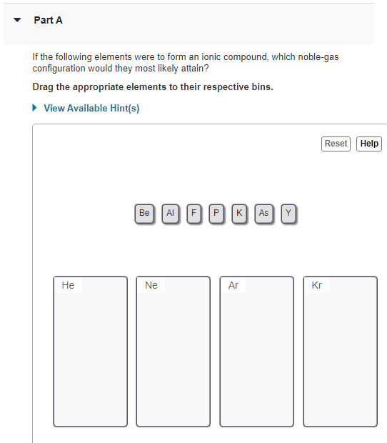 Solved Part A If the following elements were to form an | Chegg.com