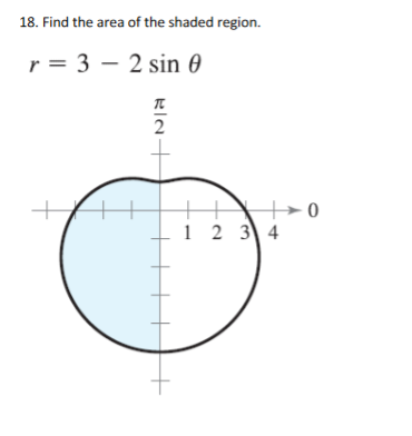 Solved 18. Find the area of the shaded region. r = 3 – 2 sin | Chegg.com