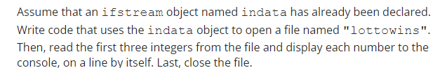 Solved Assume That An Ifstream Object Named Indata Has