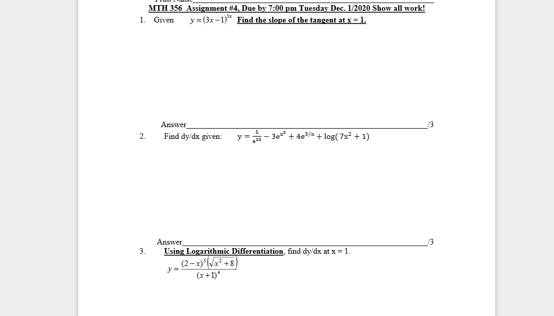 Solved MTH 356 Assignment #4, Due by 7:00 pm Tuesday Dec. | Chegg.com
