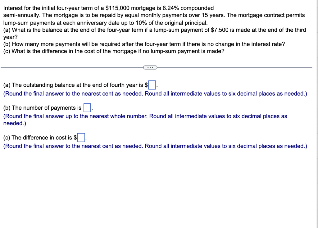 Solved Interest for the initial four-year term of a $115,000 | Chegg.com