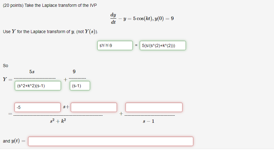 Solved (20 points) Take the Laplace transform of the IVP | Chegg.com