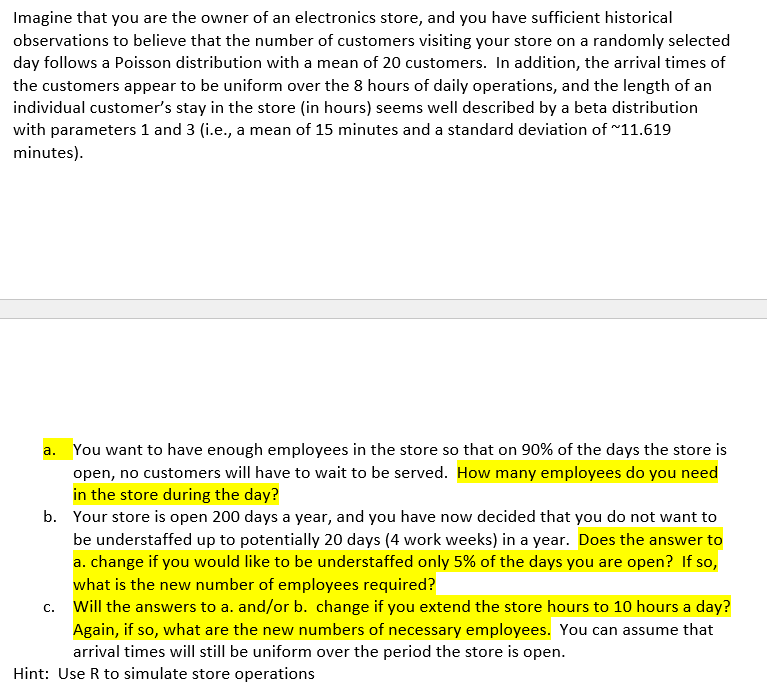 Solved Imagine that you are the owner of an electronics | Chegg.com