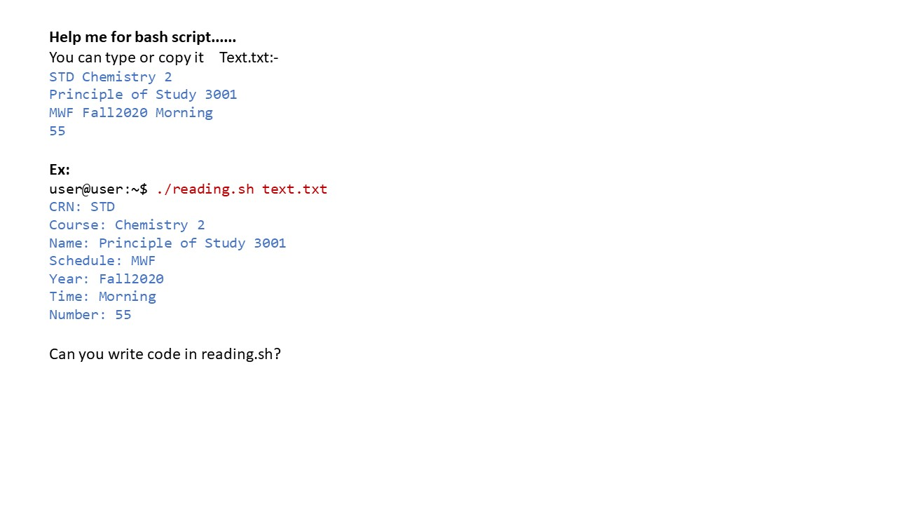 Solved Help me for bash script..... You can type or copy it | Chegg.com