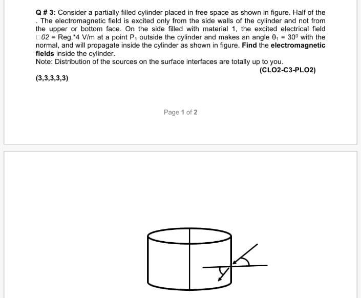 Solved Q#3: Consider a partially filled cylinder placed in | Chegg.com