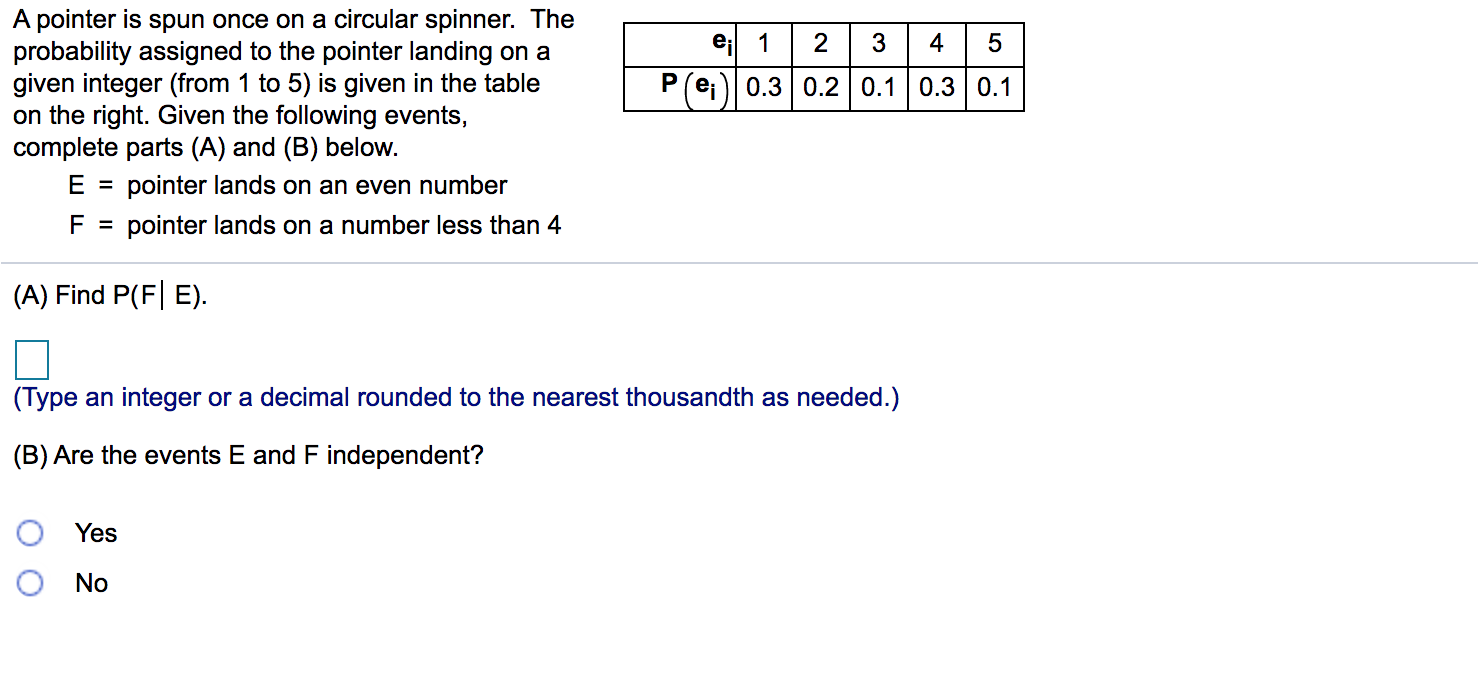 Solved e; 1 2 3 4 5 P(e) 0.3 0.2 0.1 0.3 0.1 A pointer is | Chegg.com