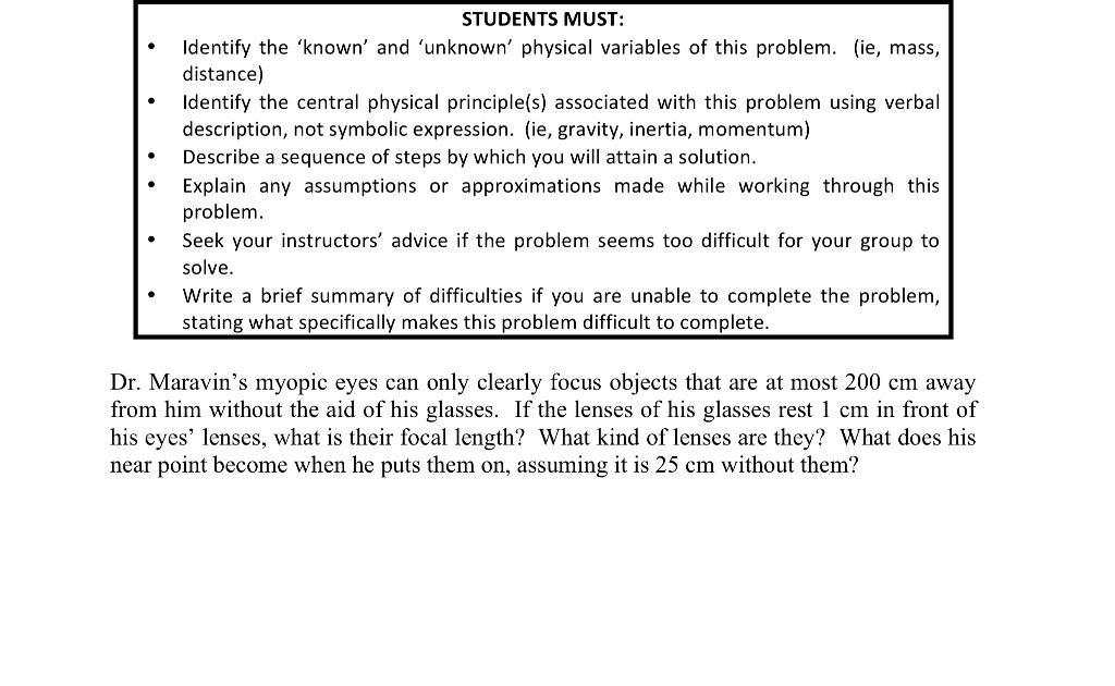 Solved STUDENTS MUST: Identify the 'known' and 'unknown' | Chegg.com