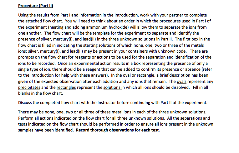Solved Procedure (Part II) Using the results from Part I and | Chegg.com