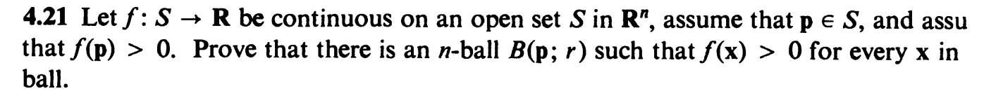 Solved 4.21 ﻿Let f:S→R be ﻿continuous on an ﻿open set | Chegg.com