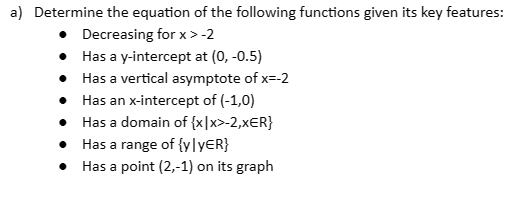 Solved a) Determine the equation of the following functions | Chegg.com
