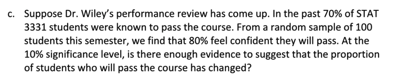 Solved c. Suppose Dr. Wiley's performance review has come | Chegg.com