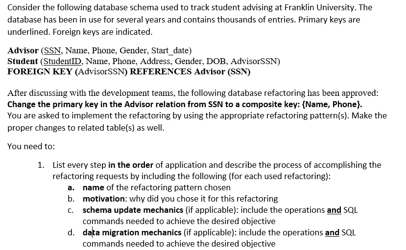 Solved Task Consider the following database schema used to | Chegg.com