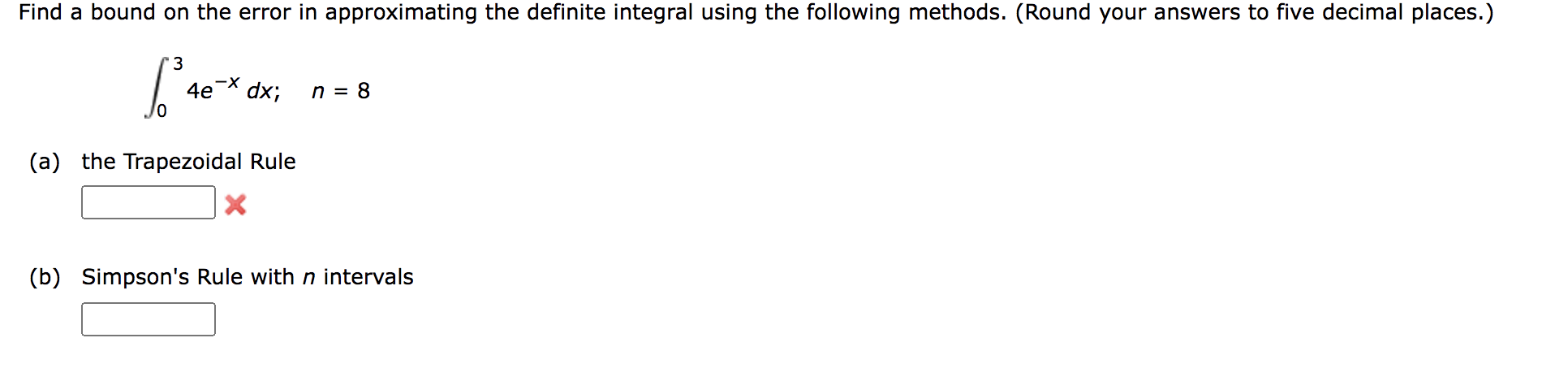 Solved Find a bound on the error in approximating the | Chegg.com