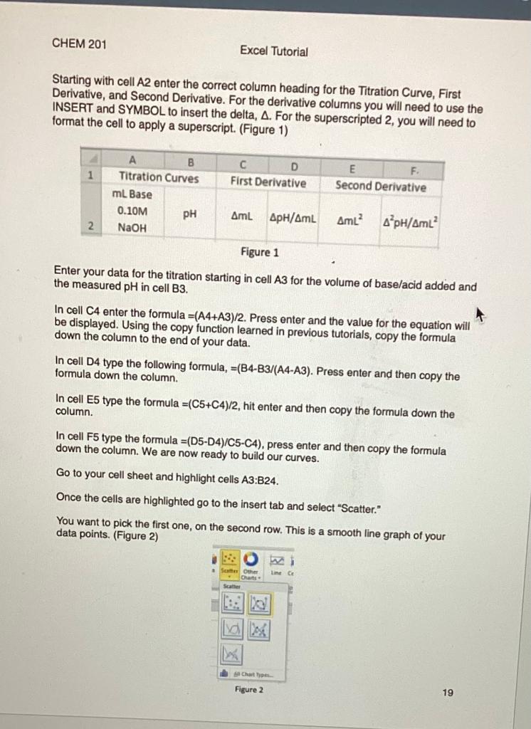 Solved CHEM 201 Excel Tutorial Excel-Graphing Part 3 Use the | Chegg.com