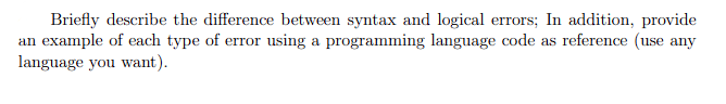 Solved Briefly Describe The Difference Between Syntax And