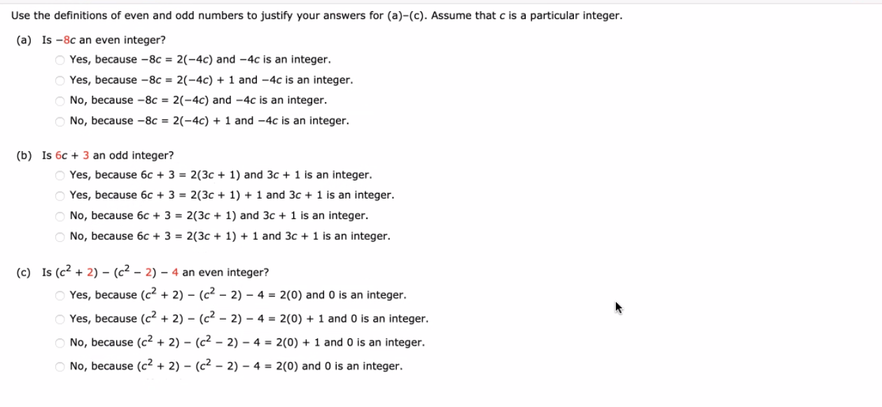 Solved Use the definitions of even and odd numbers to | Chegg.com