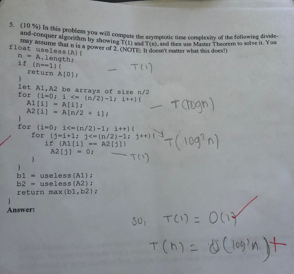 Solved (10 % in this problem you will and-conquer algorithm | Chegg.com