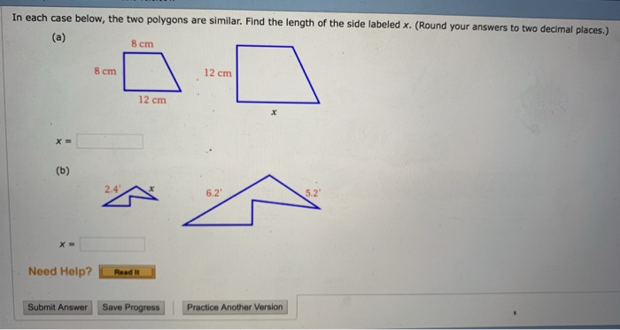 Solved In each case below, the two polygons are similar. | Chegg.com